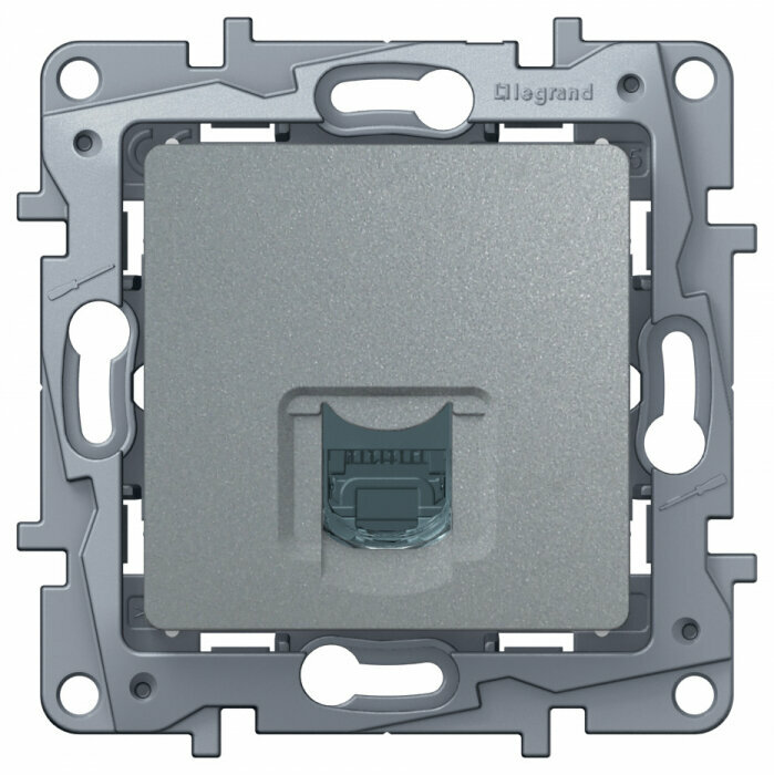 Розетка компьютерная RJ45 Legrand ETIKA, скрытый монтаж, алюминий, 672441