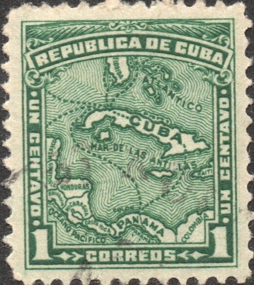 Почтовые марки Куба 1914г. "Карта Кубы - 1 сетаво" Коллекции NG
