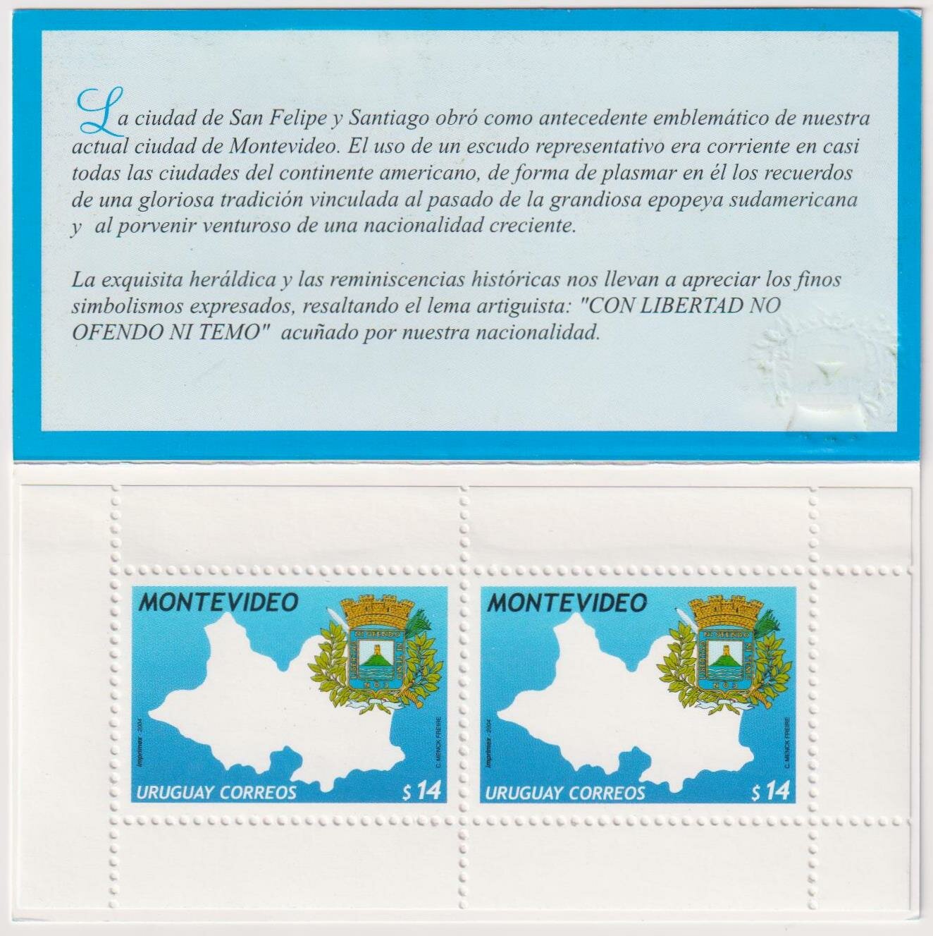 Почтовые марки Уругвай 2004г. "Герб департамента Монтевидео" Гербы MNH