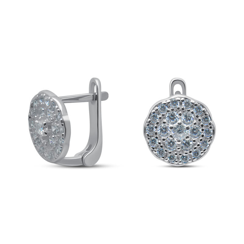 Серьги, серебро, 925 проба, фианит