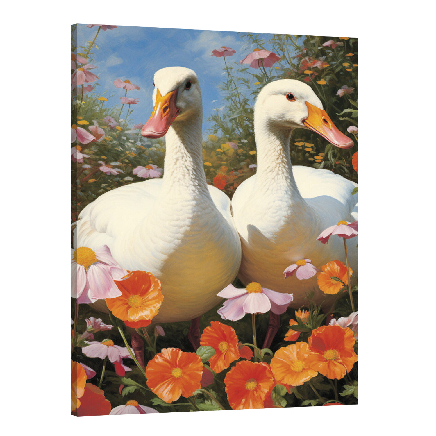 Интерьерная картина 50х70 "Гусь в цветочном саду"