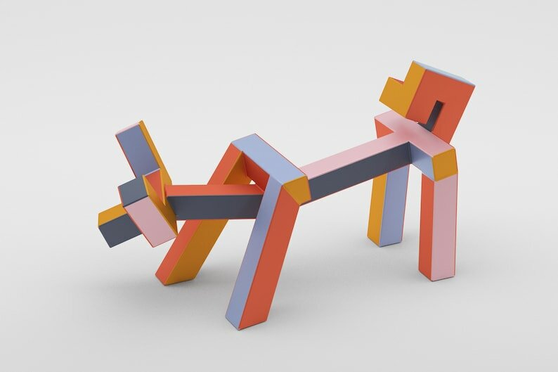 Полигональная фигура быка, геометрический полигональный металлический декор интерьера