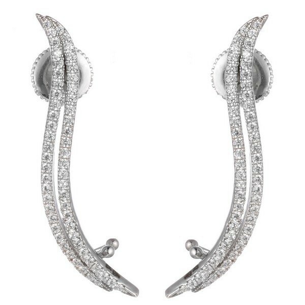 Серьги ELEMENT47, серебро, 925 проба, фианит