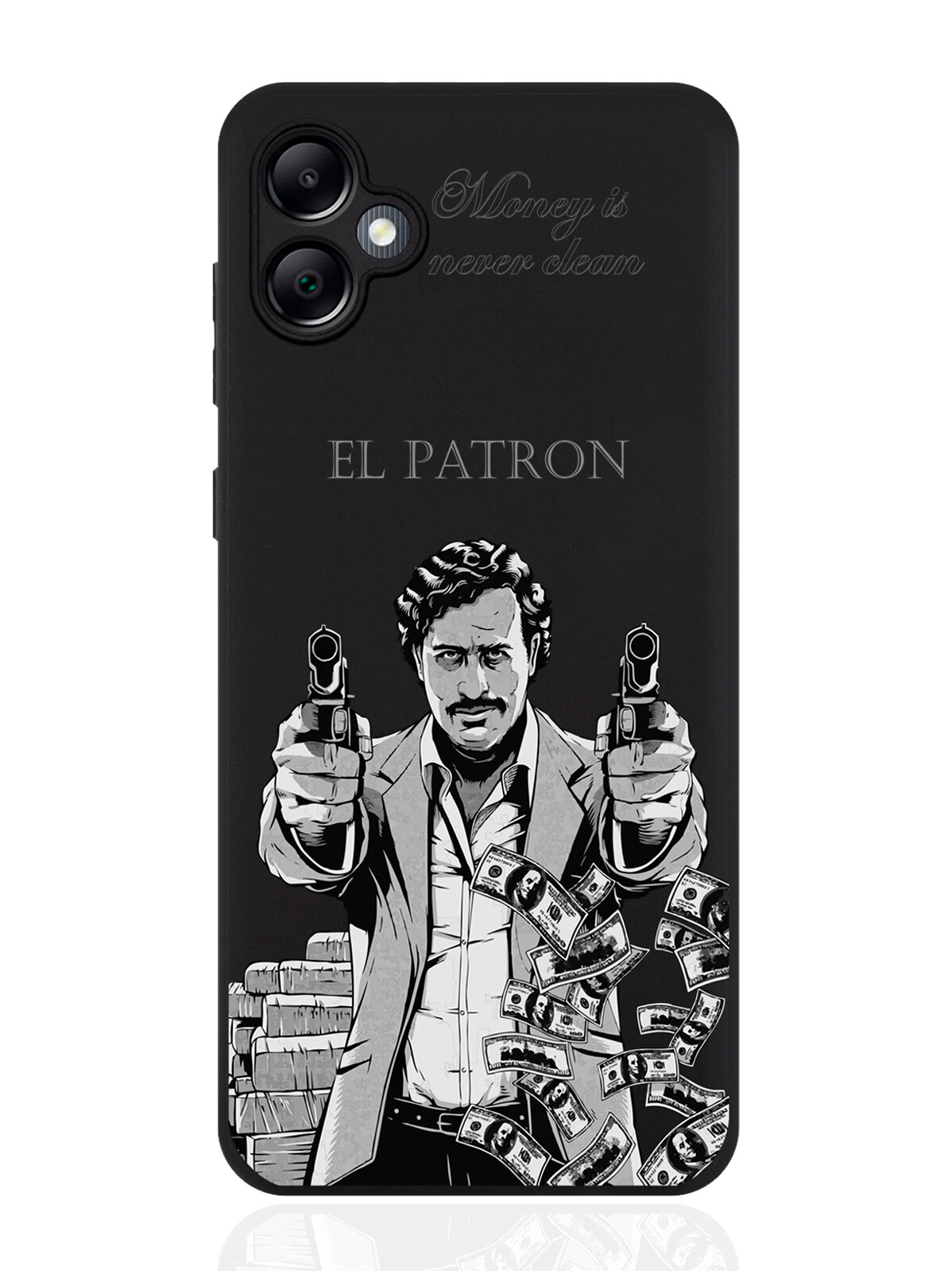 Чехол для смартфона Samsung A05 черный силиконовый El Patron Pablo Escobar/ Пабло Эскобар