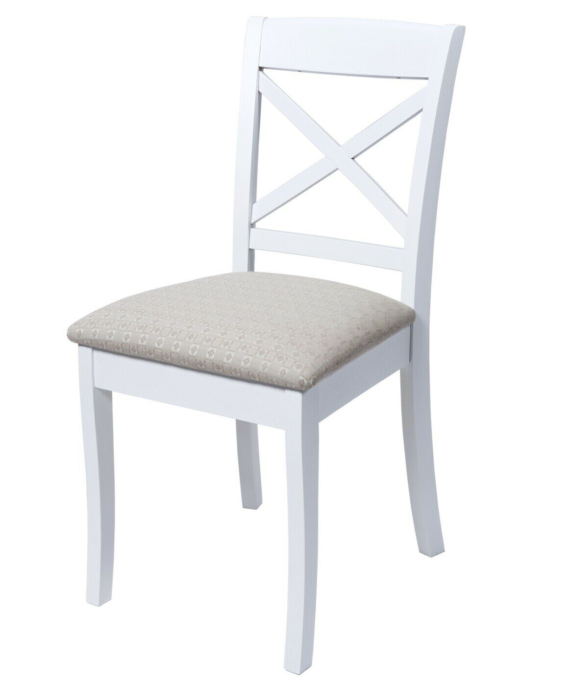 Стул деревянный Бетти с мягким сиденьем со спинкой для кухни для дома для дачи для отдыха из массива дерева белый, эмаль белая