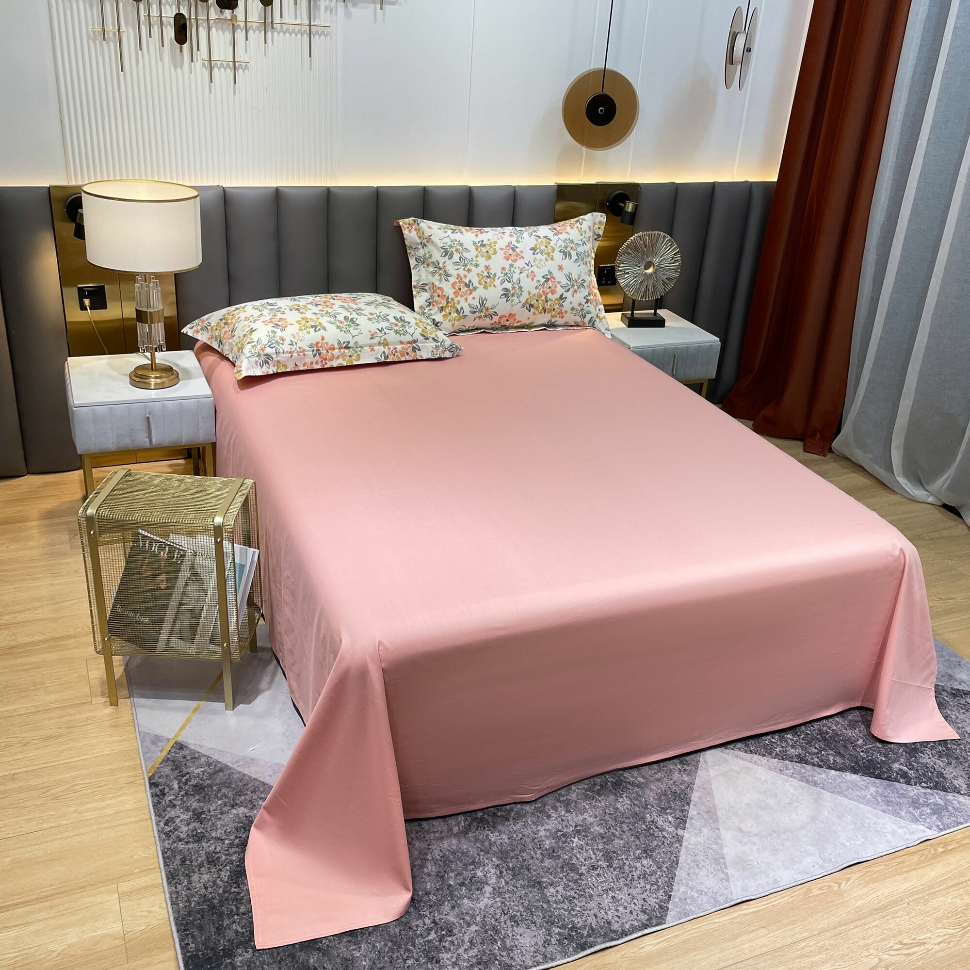 Простыня ДА ШУ "Сатин", 100% хлопок, плотность плетения 120 г/м², 150х210 см, коралловая