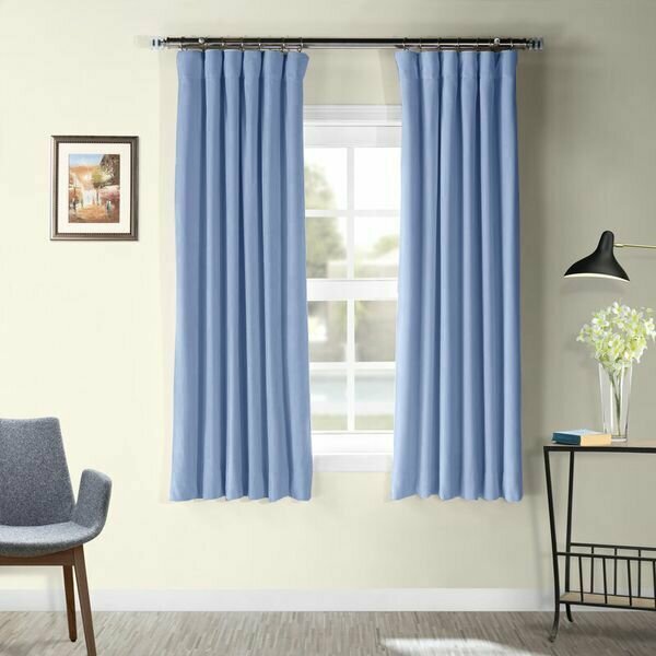 Короткие шторы блэкаут для кухни - 2 шт. (шир. 135 см * выс. 180 см) Цена за 2 шторы цвет голубой БК-КОР-ППР-1