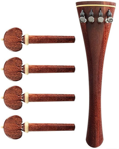 Cello accessory set Acura Meister Preciso CS-OSRT422 - Preciso grade 4/4 cello accessory set of rosewood with boxwood trim. Heart pegs and tailpiece of round design