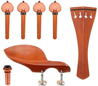 Viola accessory set Acura Meister Preciso AS-ASGHT752 - Preciso grade viola accessory set of boxwood with ebony trim. Heart pegs, Hill tailpiece, Guarneri chin rest with English mount and inSight end pin.