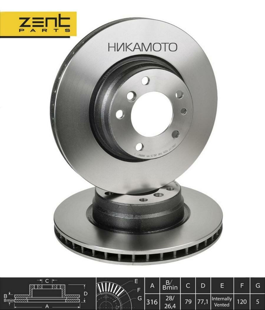ZENTPARTS Z06177 диск тормозной передний!\ BMW E38 2.5-3.5 M51/M52/M57/M60/M62 93>