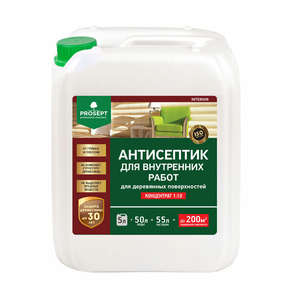 Антисептики для Древесины Prosept Interior 5л 003-5 / Просепт.