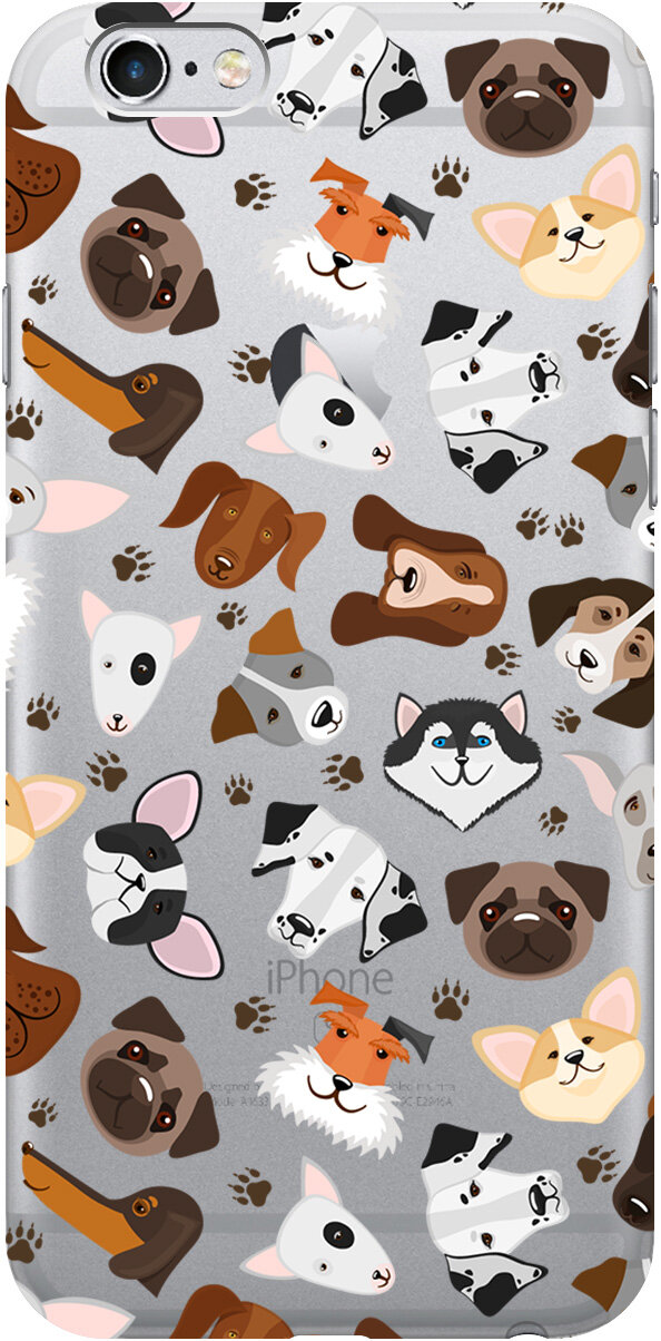 Силиконовый чехол на Apple iPhone 6s / 6 / Эпл Айфон 6 / 6с с рисунком "Dogs Pattern"