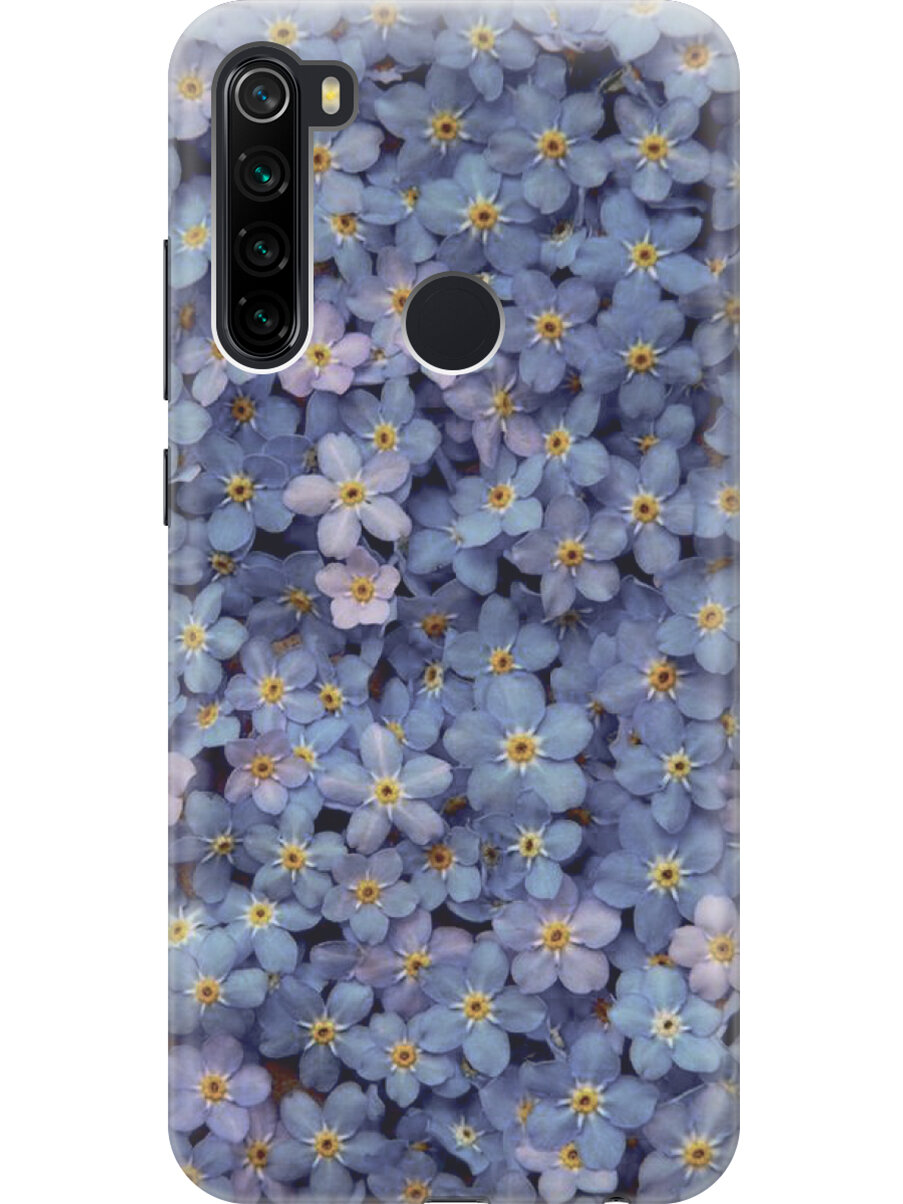 Силиконовый чехол на Xiaomi Redmi Note 8T, Сяоми Редми Ноут 8Т с принтом "Голубые фиалки"