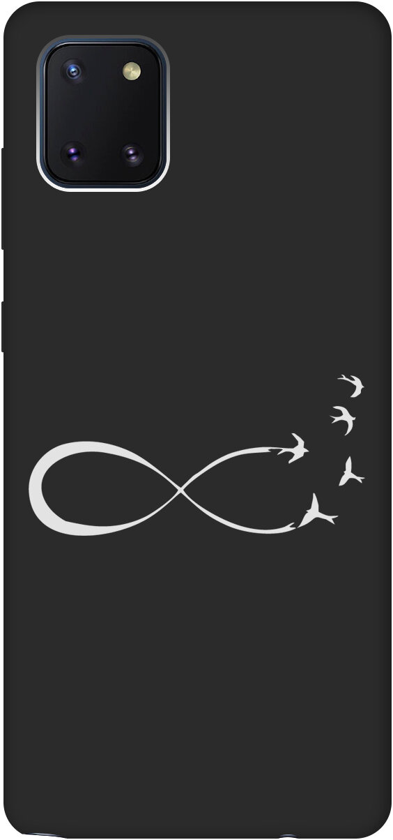 Матовый Soft Touch силиконовый чехол на Samsung Galaxy Note 10 Lite, Самсунг Ноут 10 Лайт с 3D принтом "Infinity W" черный