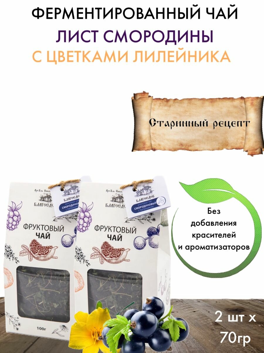 Фруктовый чай смородиновый с лилейником Благоедов, 2 шт