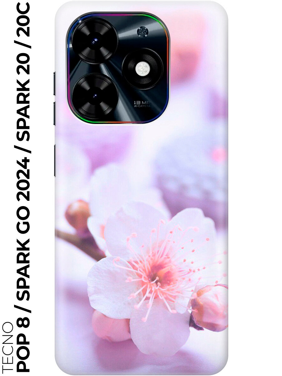 Силиконовый чехол на Tecno Pop 8 / Spark Go 2024 / Spark 20 / 20C / Техно Поп 8 / Спарк Го 2024 / Спарк 20 / 20С с рисунком "Цветок вишни"