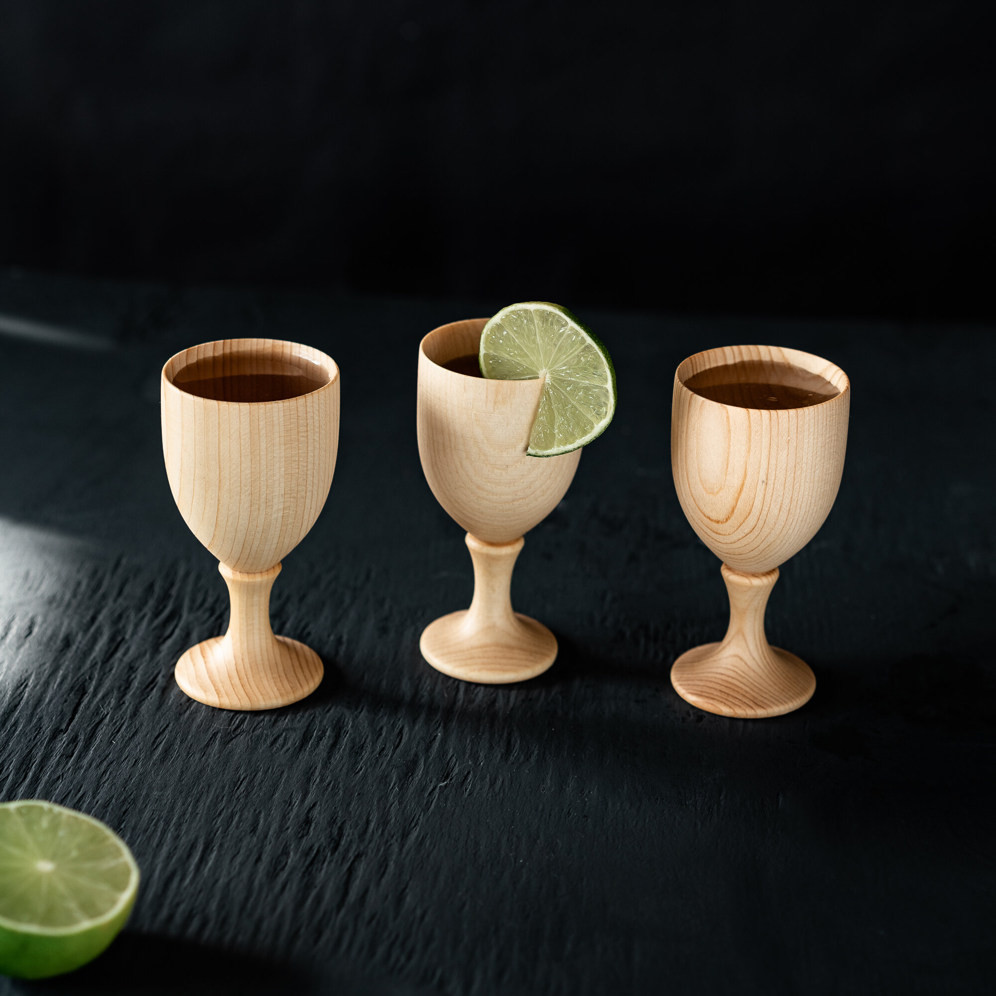 Набор деревянных рюмок (стопок) из дерева сибирский кедр RN5