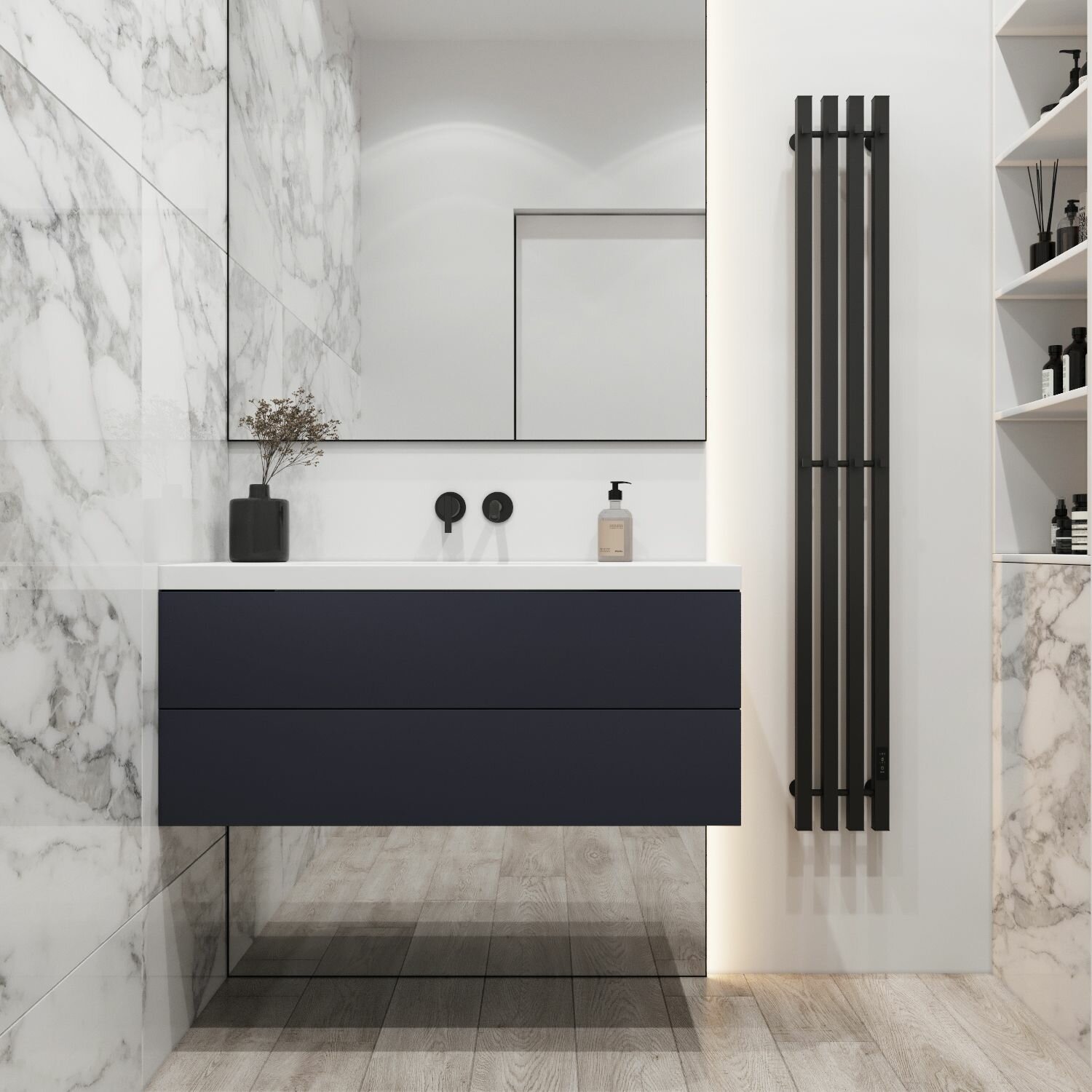 Полотенцесушитель электрический Маргроид Inaro 4 секции, профильный, 150х21, черный матовый