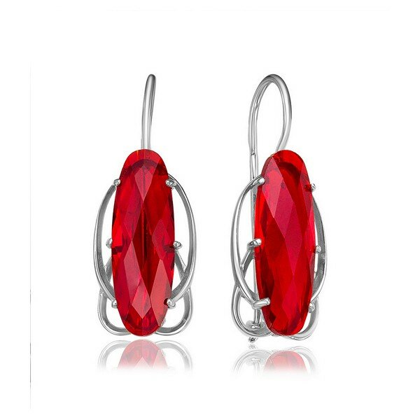 Серьги, серебро, 925 проба, рубин синтетический