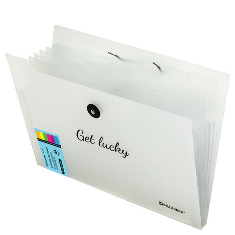 Папка-органайзер Brauberg на резинке 8 отделений, "Glassy", А4, прозрачная, 271928