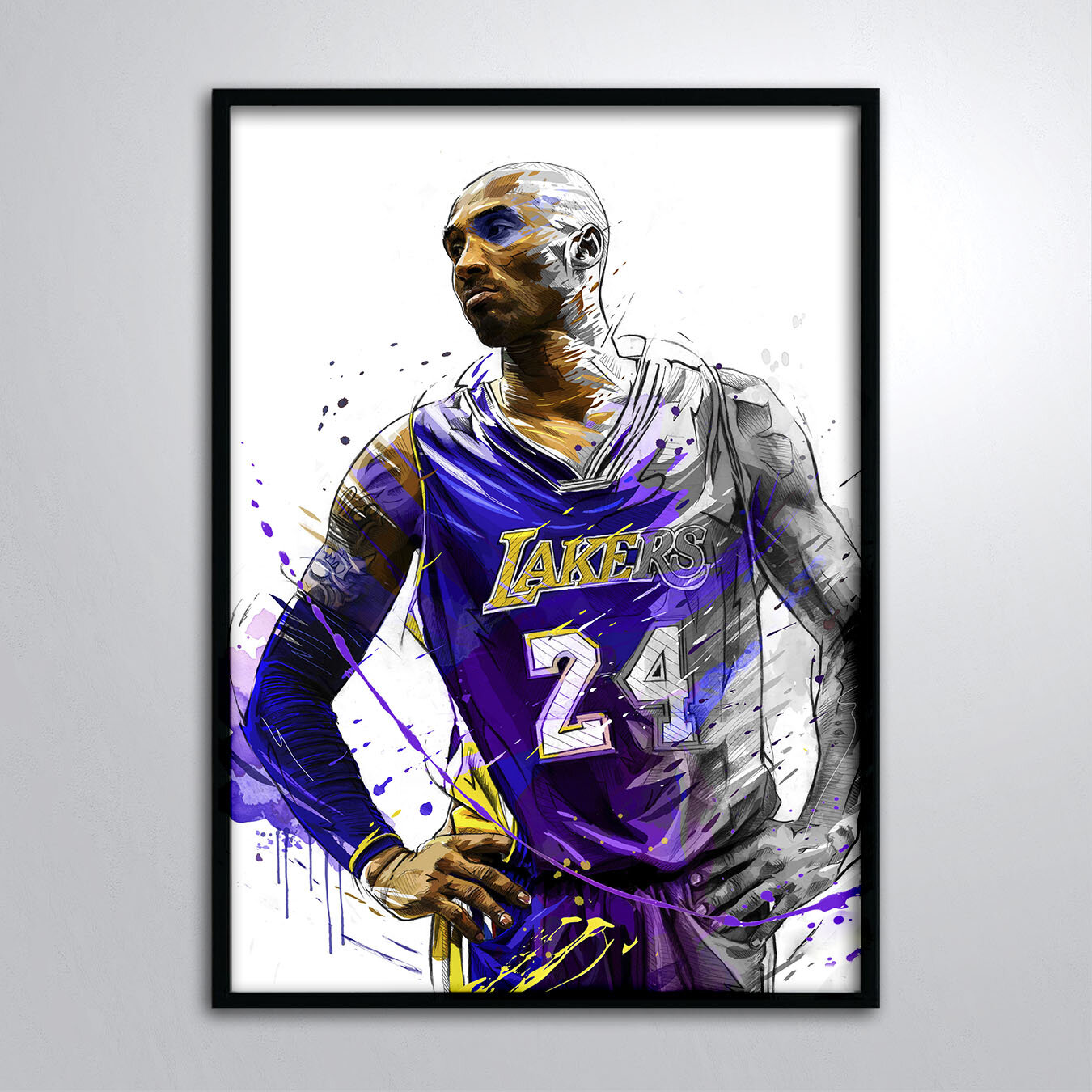 Постер без рамы/Картина на стену/Баскетбол NBA Коби Брайант Черная Мамба Рисунок Лос-Анджелес Лейкерс Kobe Bryant