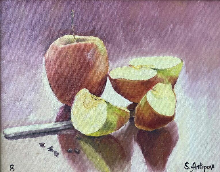 ART-Salon at Oktyabrskaya картина "Яблоко", 24х30 см; холст, масло; авторская работа