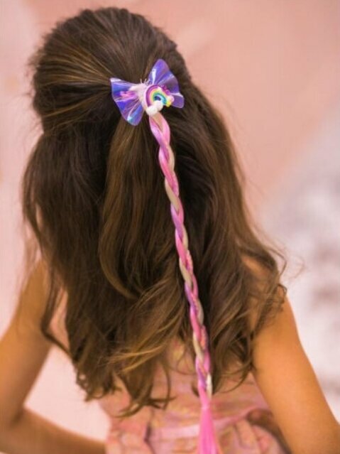 Набор накладных кос для девочек 2 шт / Накладная коса на резинке, 38 см, розовая