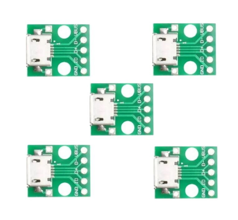 MicroUSB DIP адаптер - разъем на плате для удобного подключения 5шт
