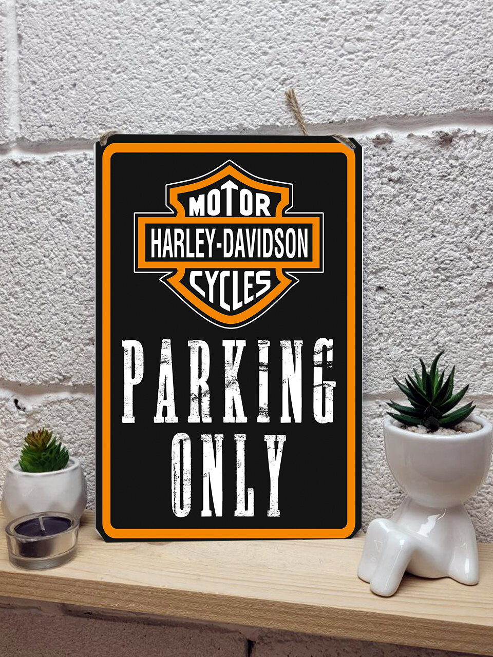 Подарки для мужчин, Табличка парковка для мотоциклов Harley Davidson Харлей Дэвидсон2, готовый подарок