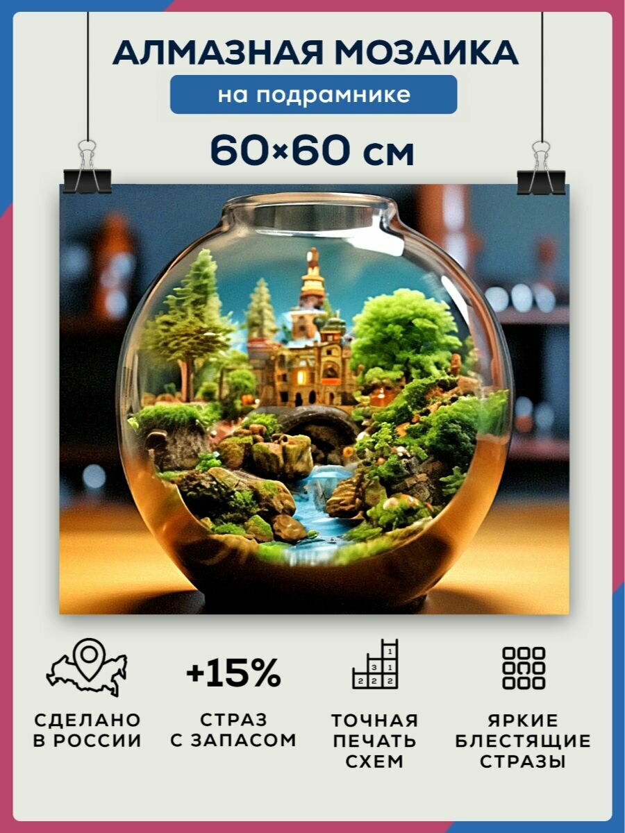 Алмазная мозаика 60x60 Город фантастика на подрамнике