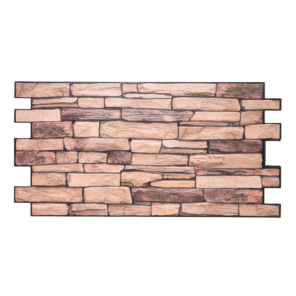 Панель ПВХ 982х498х3 мм цифровая печать Grace светло-коричневый камень 0,49 кв. м