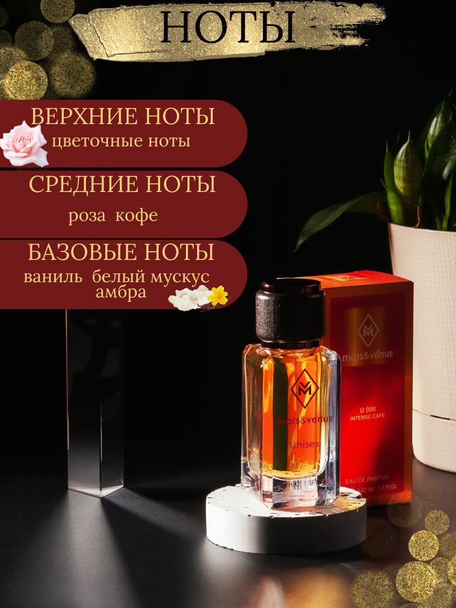 Mars&Venus Духи стойкие унисекс 50мл U009 Intense Cafe(Интенс Кафе), парфюмерная вода, кофейный аромат с нотками цветов — фото 1