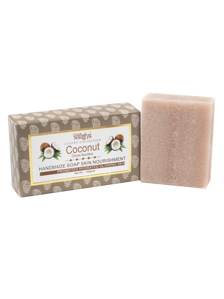 COCONUT Handmade Soap Skin Nourishment, Aasha Herbals (кокос мыло ручной работы, питающее, Ааша Хербалс), 100 г.
