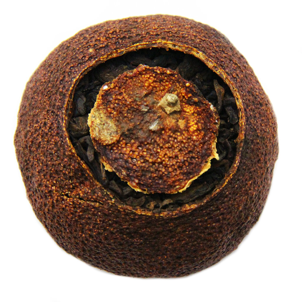 Чай пуэр прессованный ПУ-ЭР В мандарине (ШУ юннань со вкусом и ароматом мандарина), Конунг, пакет, 500 г.