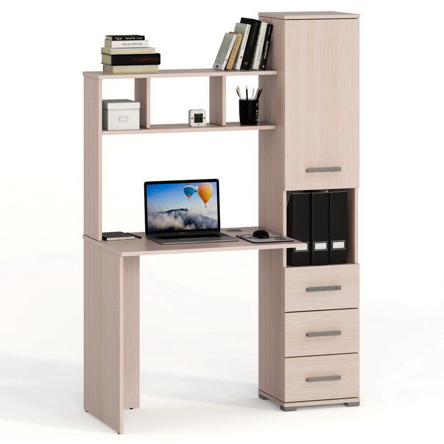 Стол компьютерный Вента-6 правый Дуб молочный