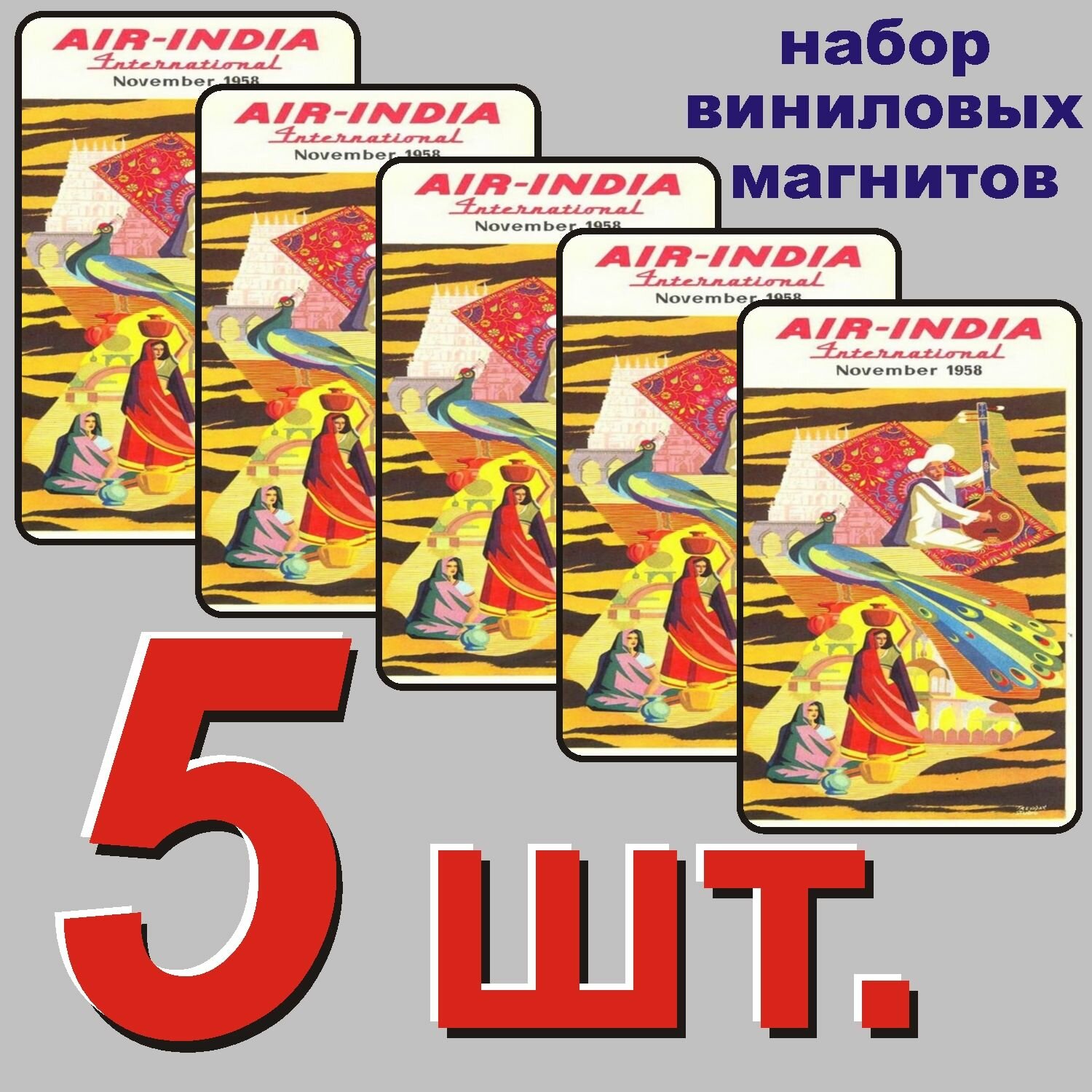 Магнит на холодильник "Индия" 5 шт.