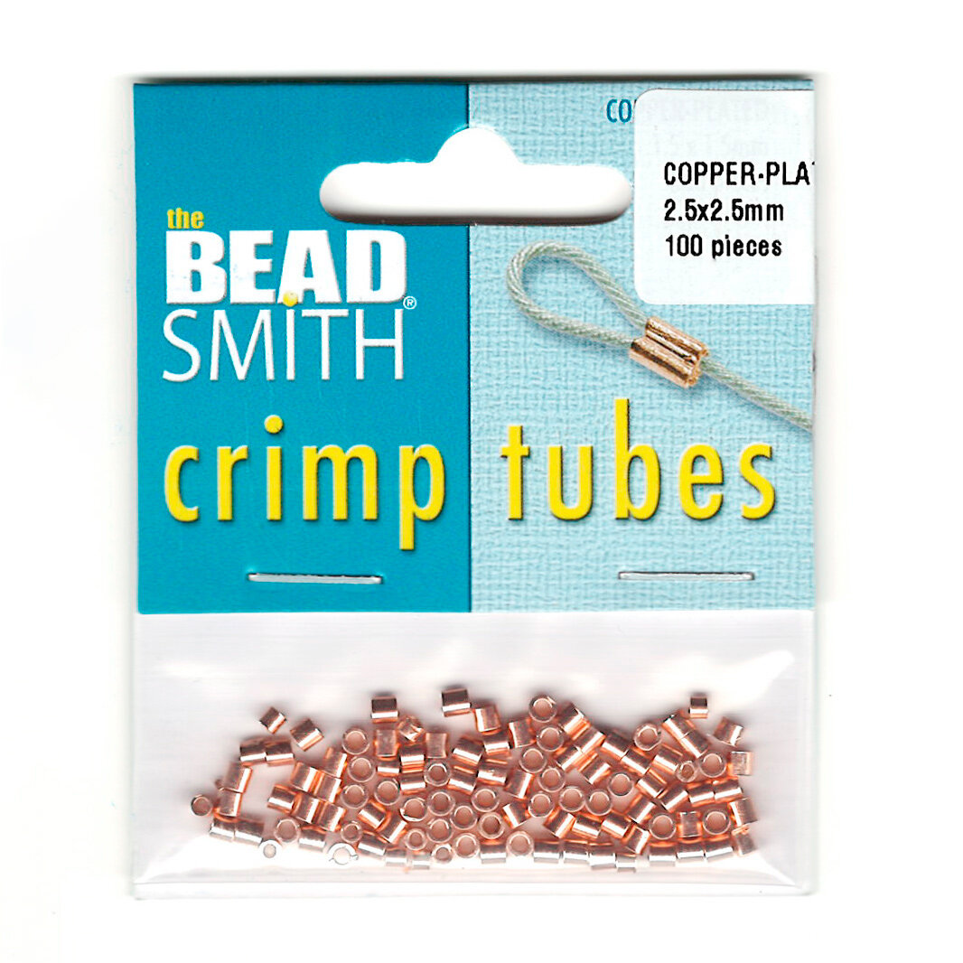 Кримпы, 2.5х2.5мм, Bead Smith, трубочки, базовый материал - латунь, яркая медь, 100 шт.