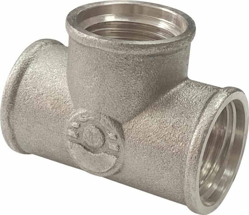 Тройник никелированный ВР-ВР-ВР 1/2дюйм (100/10) VALFEX VF.130. N.012