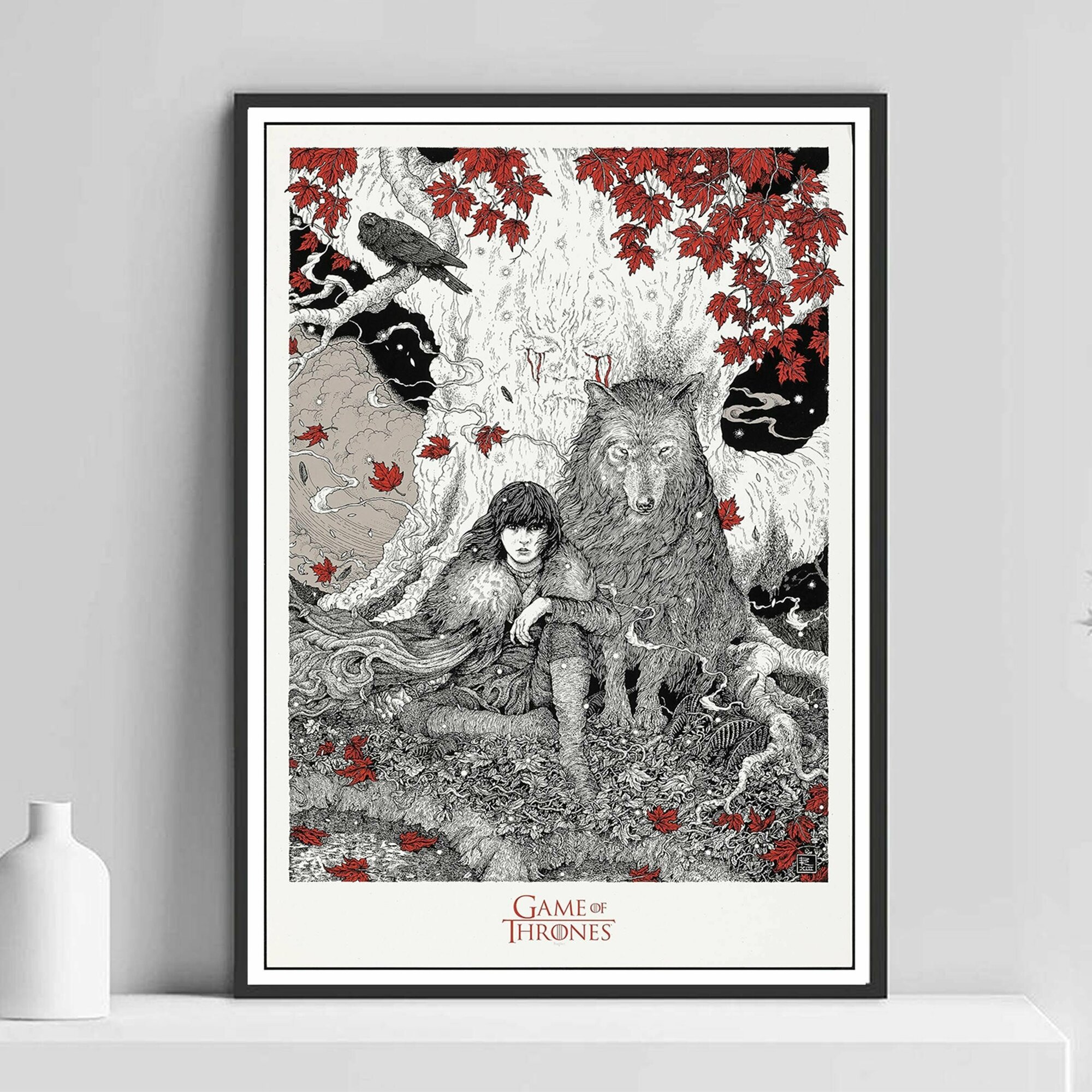 Постер Игра Престолов Бран и Лютоволк, без рамы, размер А3