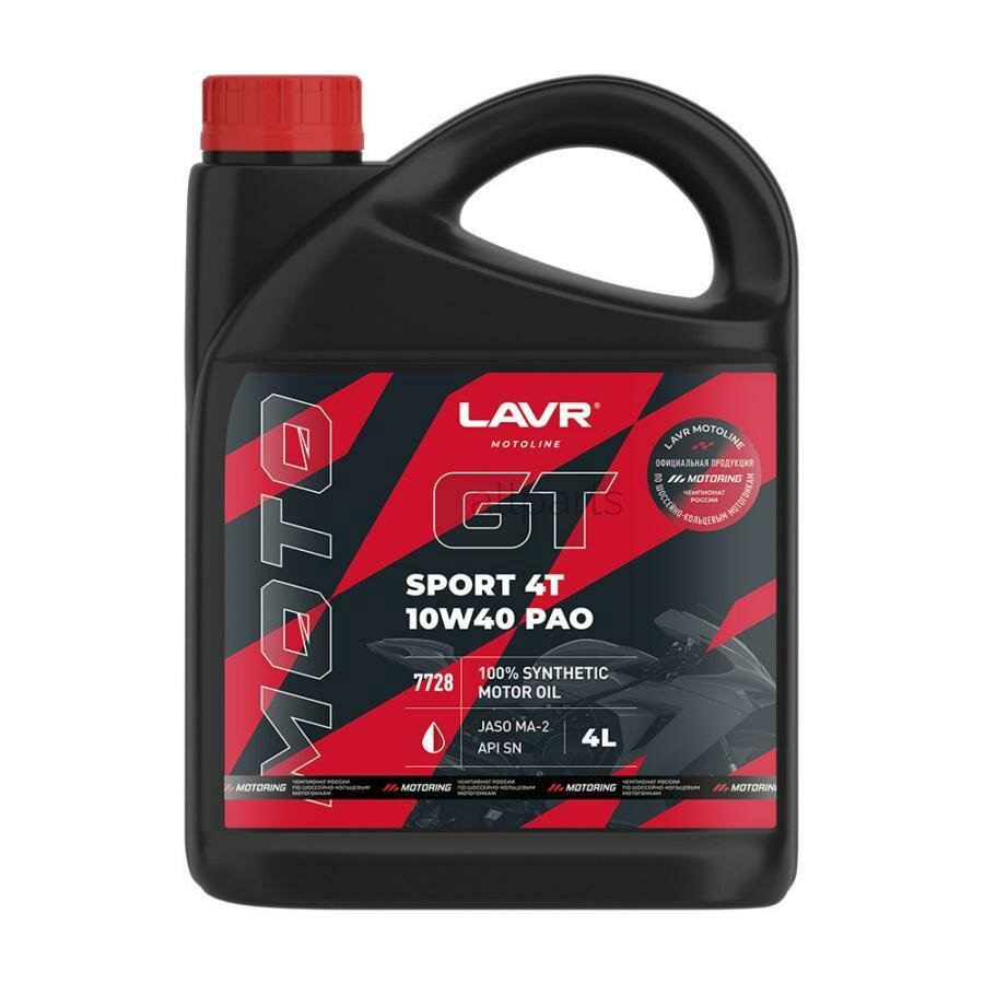 LAVR LN7728 LAVR Ln7728 Моторное масло мото GT SPORT 4T 10W-40 (4л)