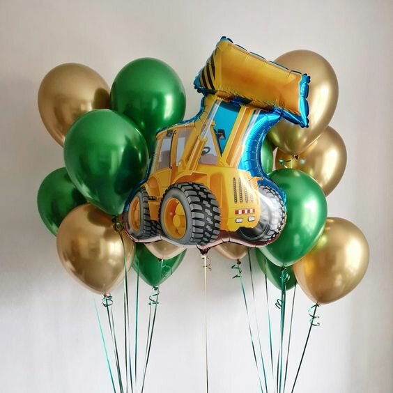 Воздушный рай - шарики воздушные с гелием XL "Золото, Зелёный, Фольгированный" 17 штук