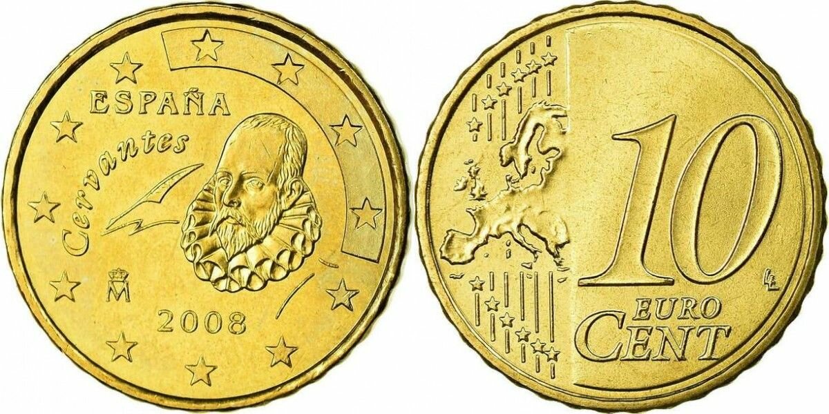 Испания 10 евроцентов, 2007-2009 XF