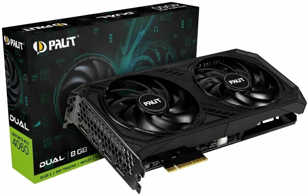 Видеокарта Palit RTX4060 DUAL NVIDIA GeForce 8GB, цвет черный