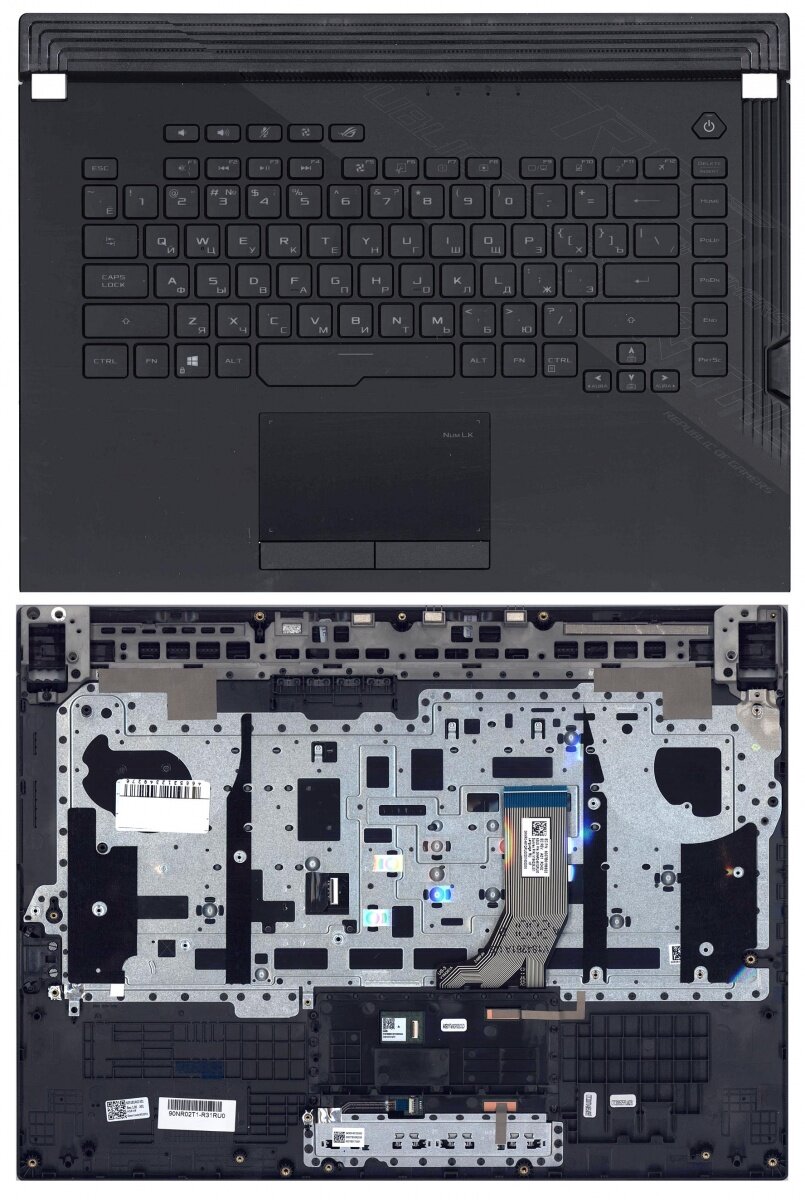 Клавиатура для Asus G532LWS с подсветкой RGB черный топ-панель