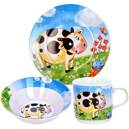 Детский набор 3 пр Корова Loraine 27329 KSMB-27329