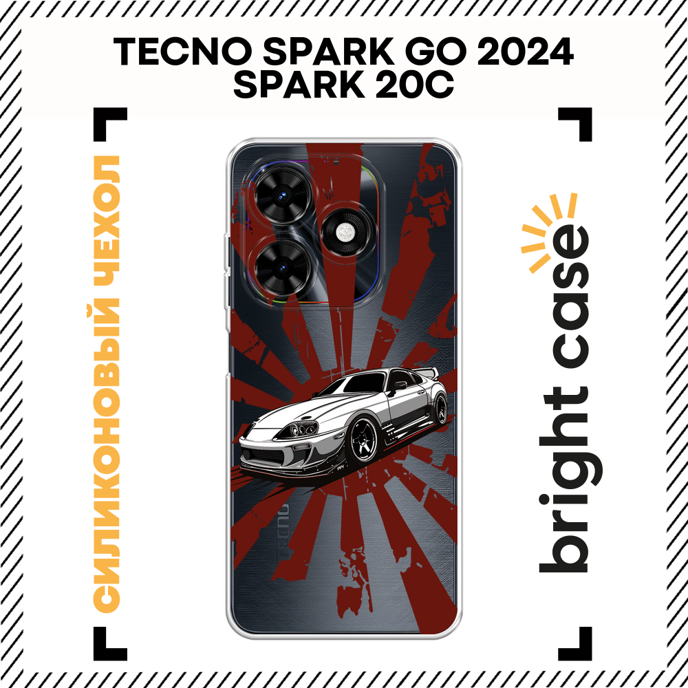 Чехол на Tecno Spark Go 2024/Spark 20C / Текно Спарк Го 2024/Спарк 20C с принтом Спортивный автомобиль, прозрачный