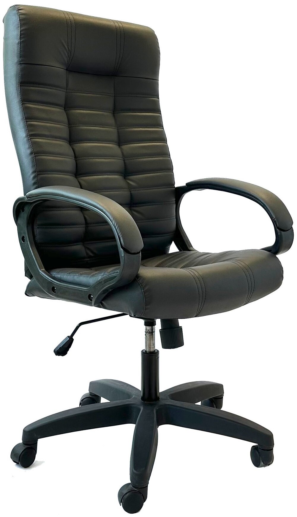 Кресло игровое кожа натуральная StylChairs Атлант, цвет чёрный