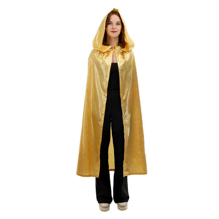 Карнавальный плащ взрослый, длина 120 см, атлас, цвет золотой с текстурой, 9488322