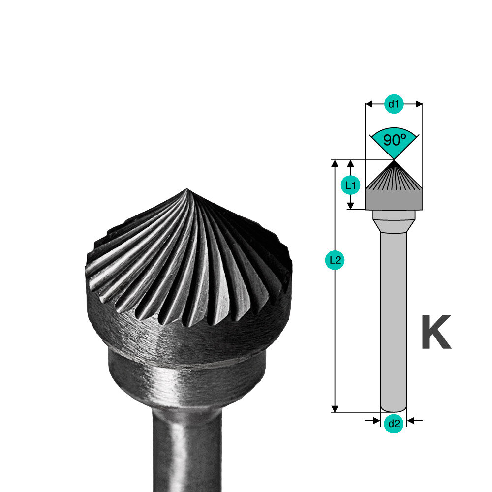 Бор-фреза твердосплавная по металлу (Коническая 90°) K1608M06 TORGWIN T132937