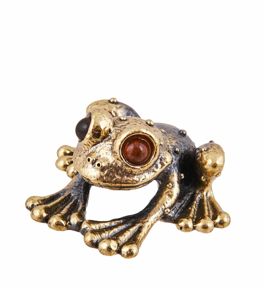 Фигурка 'Лягушка Амазонская' (латунь, янтарь)